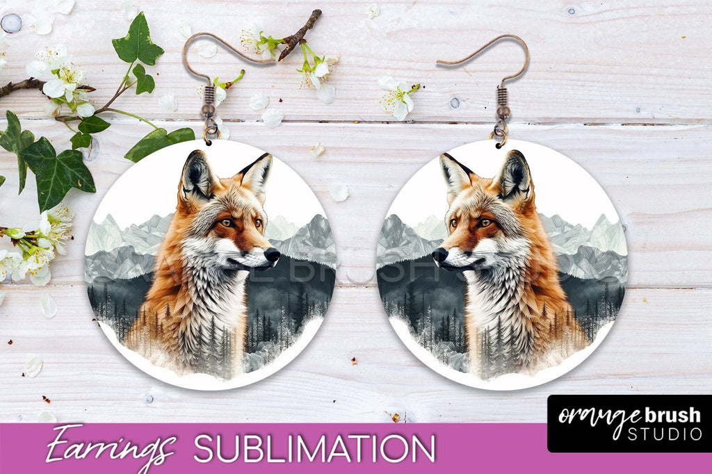 Wild Animals Round Earring Sublimation, Wildlife Earring PNG - So Fontsy