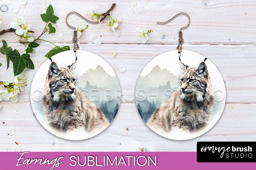 Wild Animals Round Earring Sublimation, Wildlife Earring PNG - So Fontsy