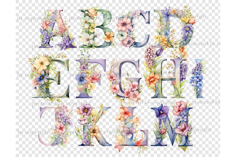 Wild Flowers Alphabet | Spring Letters - So Fontsy