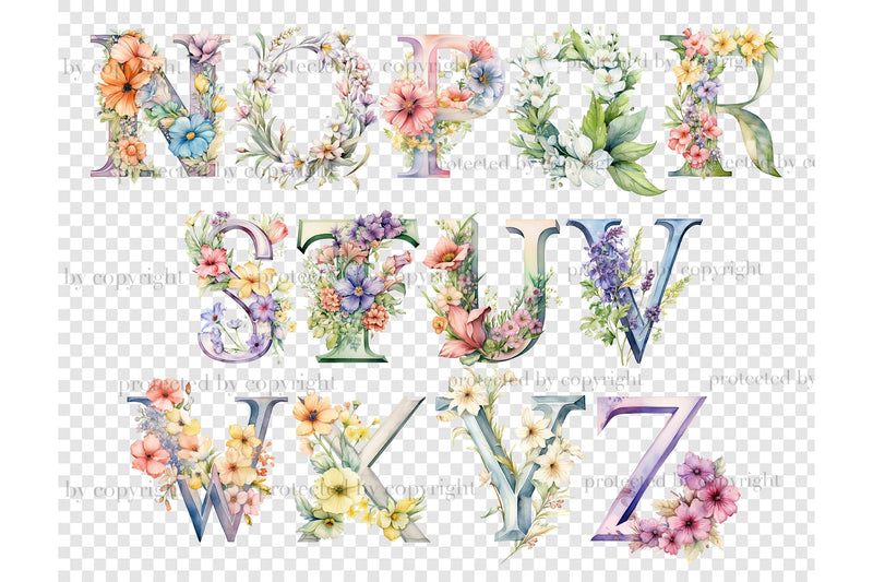 Wild Flowers Alphabet | Spring Letters - So Fontsy