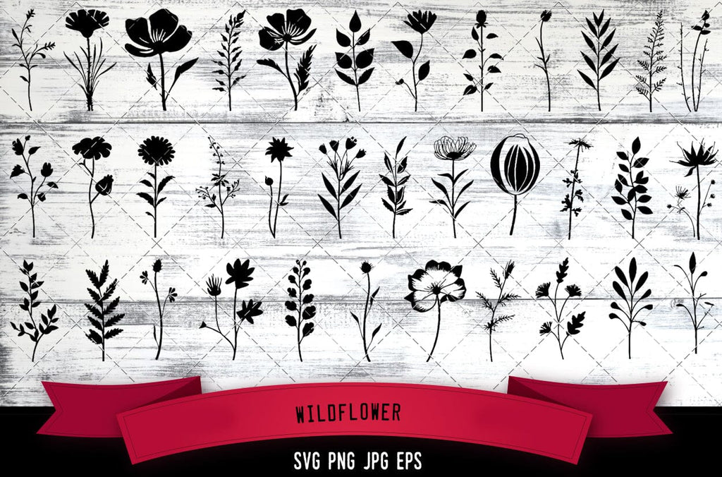 Wildflower Vector Bundle - JPG, SVG, PNG, EPS - Digital Download with ...