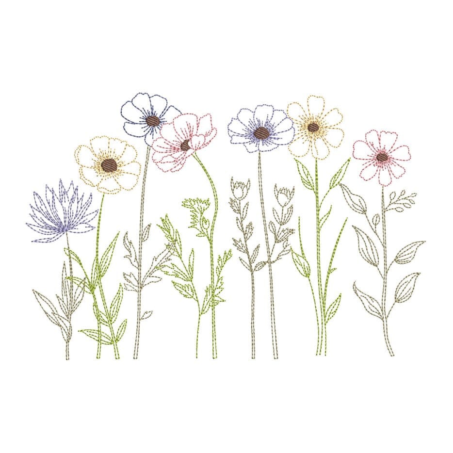 Wildflowers Machine Embroidery Design, 4 sizes, Instant Download - So ...