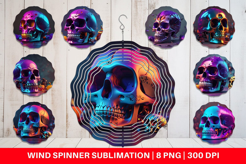 Wind Spinner 3D Skull spooky - So Fontsy