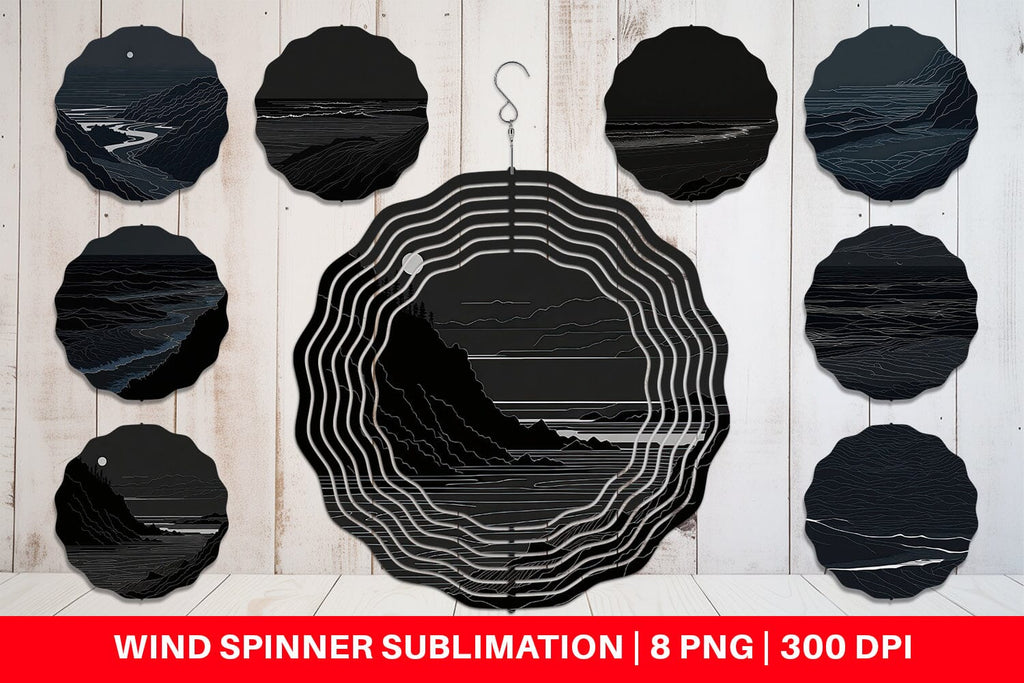 Wind Spinner Abstract Beach Line Art - So Fontsy