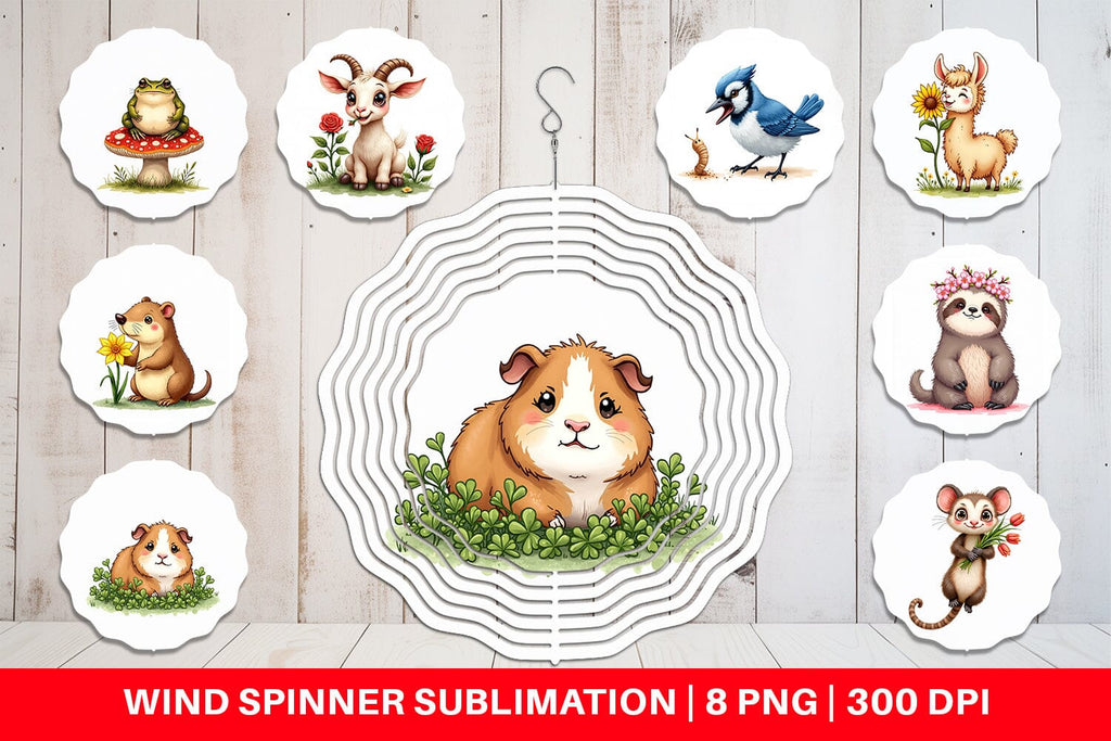 Wind Spinner Bug-Eyed Spring Bloomers Watercolor - So Fontsy