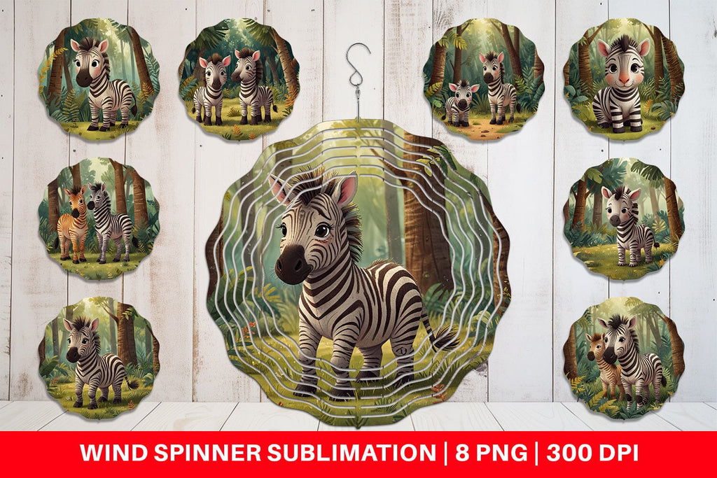 Wind Spinner Cartoon Zebra in Forest - So Fontsy