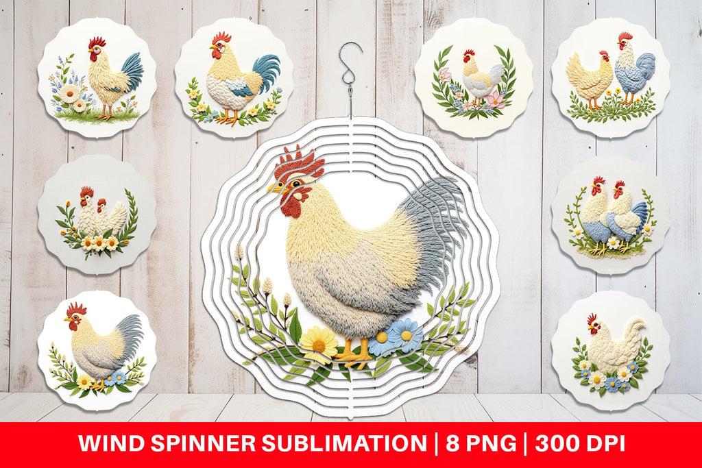 Wind Spinner Chicken Embroidery - So Fontsy