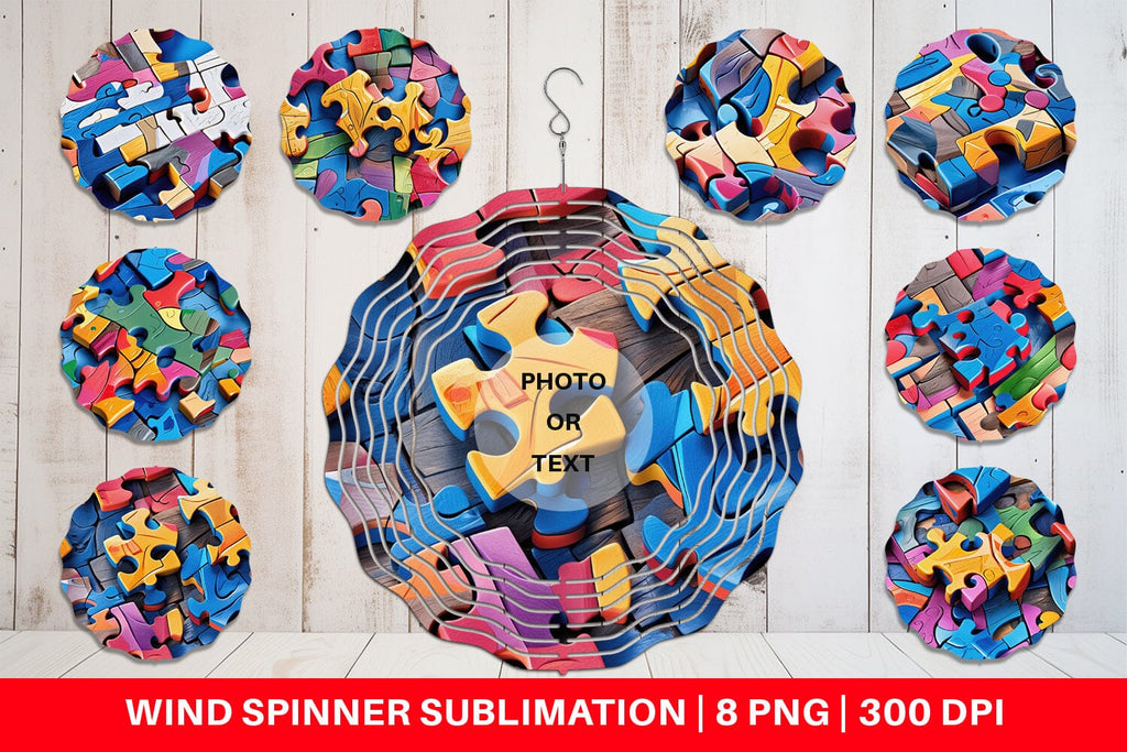 Wind Spinner Colorful Puzzles Pattern - So Fontsy