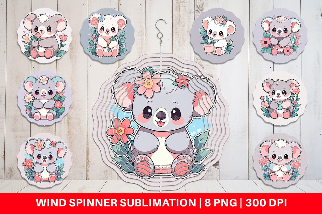 Wind Spinner Cute Koala with Flower - So Fontsy