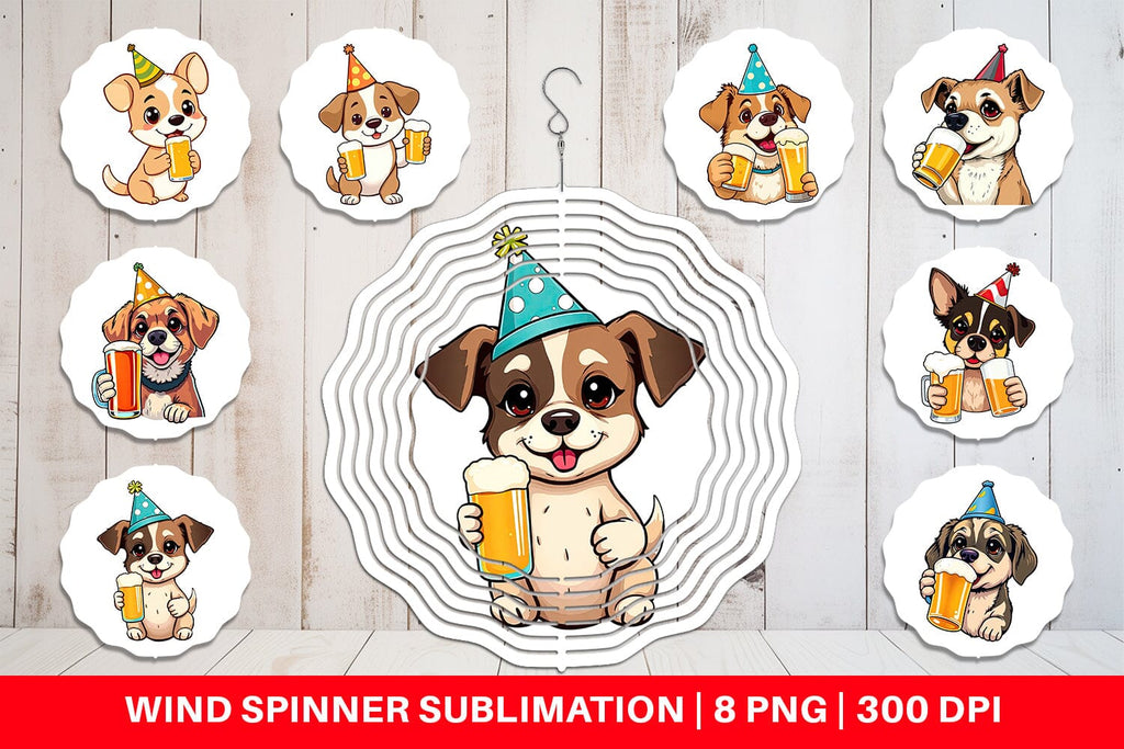 Wind Spinner Dog Beer Day - So Fontsy