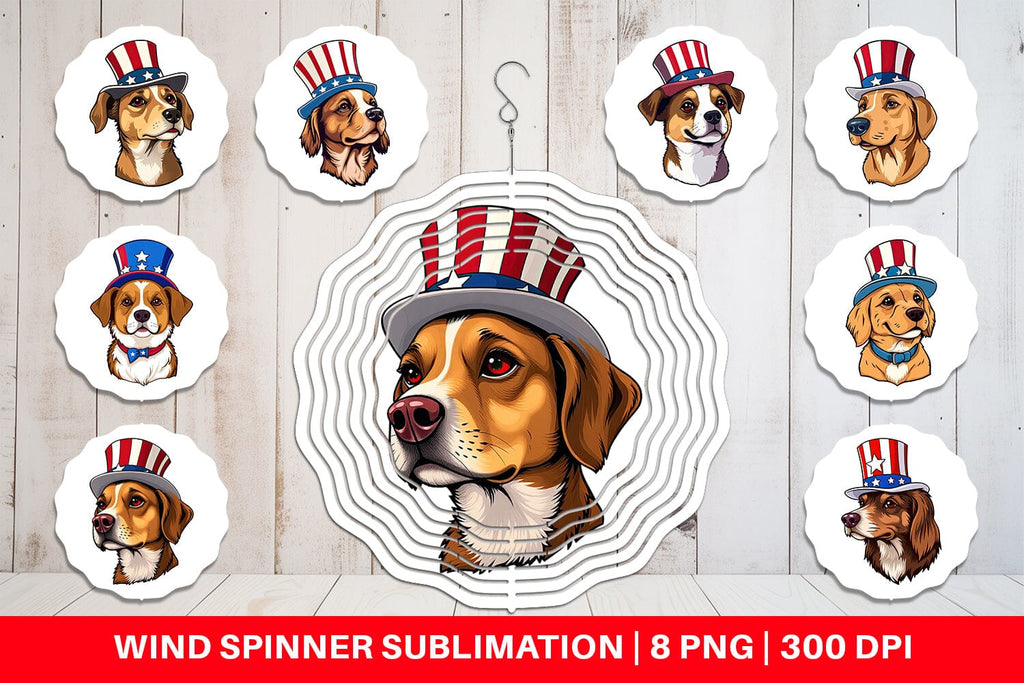 Wind Spinner Dog Patriotic - So Fontsy