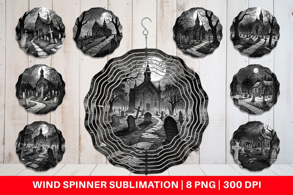 Wind Spinner Graveyard Halloween - So Fontsy