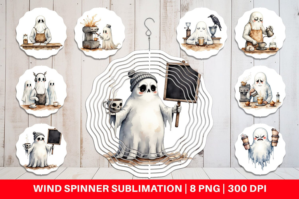 Wind Spinner Grumpy Ghost Barista - So Fontsy