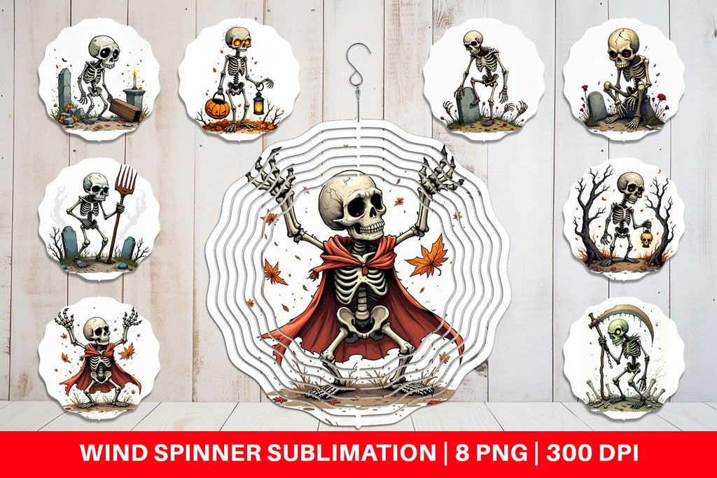 Wind Spinner Grumpy Skeleton - So Fontsy