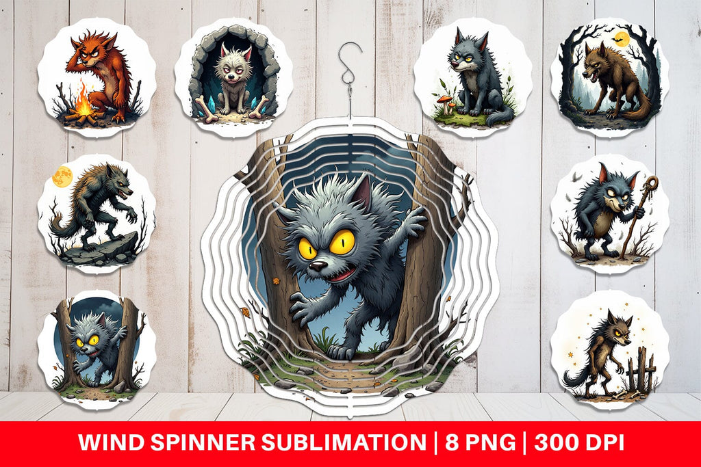Wind Spinner Grumpy Werewolf - So Fontsy