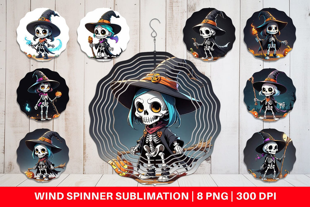 Wind Spinner Halloween Skeleton - So Fontsy