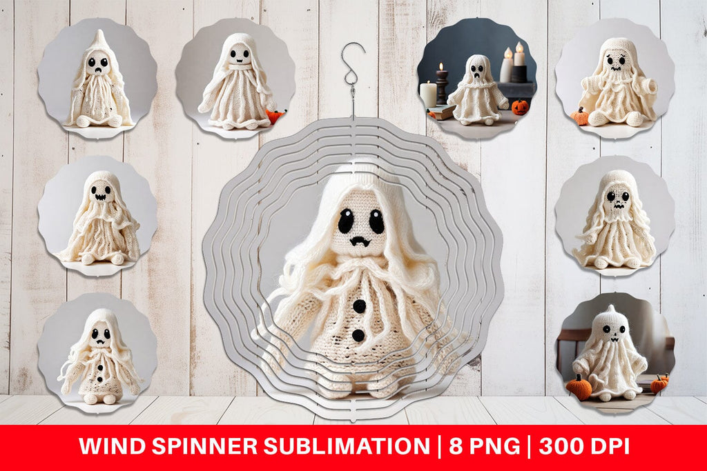 Wind Spinner Knitted Ghost Halloween - So Fontsy