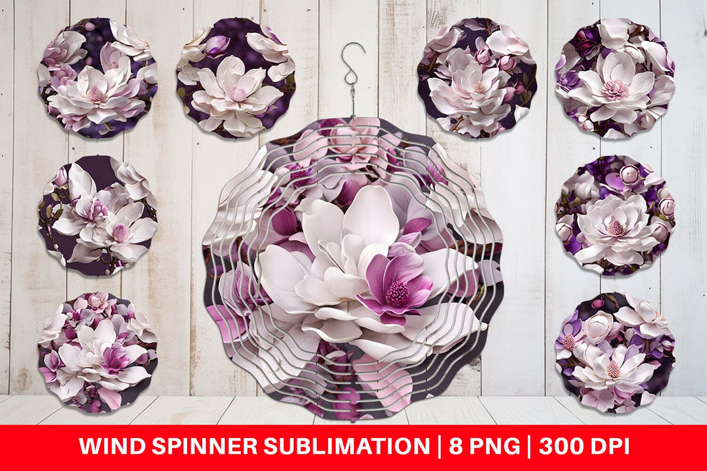 Wind Spinner Magnolia Flower Pattern - So Fontsy