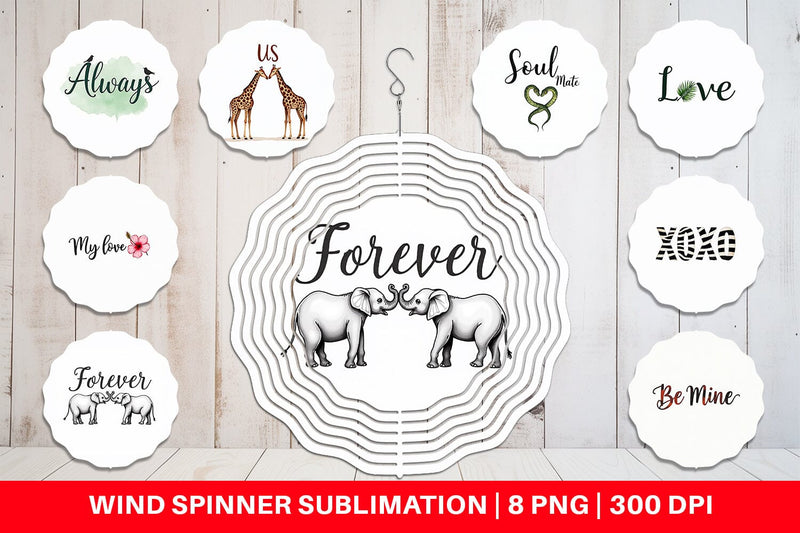 Wind Spinner Modern Jungle Heart Minimalist Valentine Quotes - So Fontsy