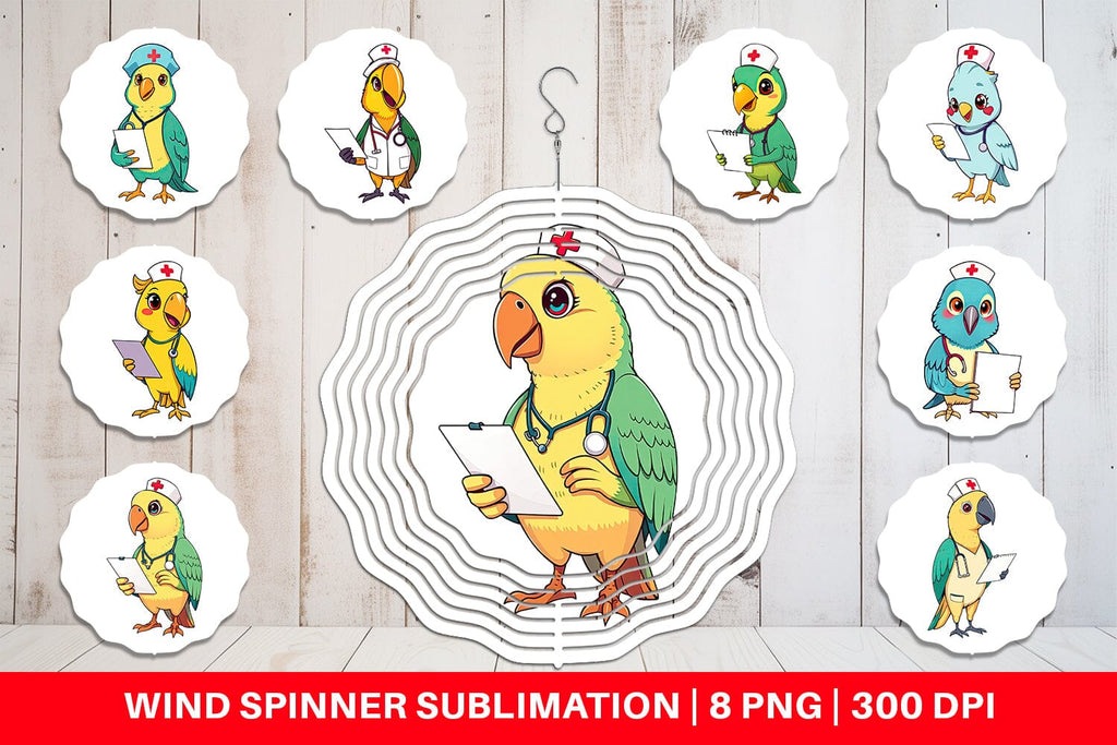 Wind Spinner Nurse Parrot - So Fontsy