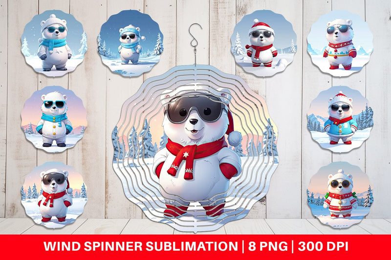 Wind Spinner Polar Bear Christmas - So Fontsy