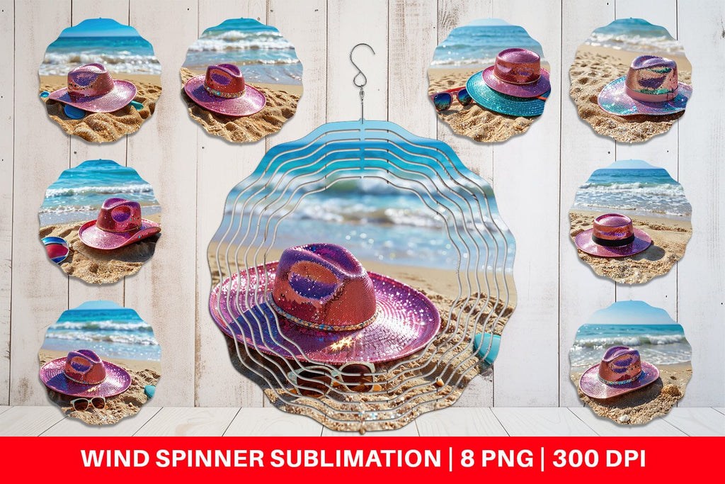 Wind Spinner Straw Hats on Sand Beach - So Fontsy
