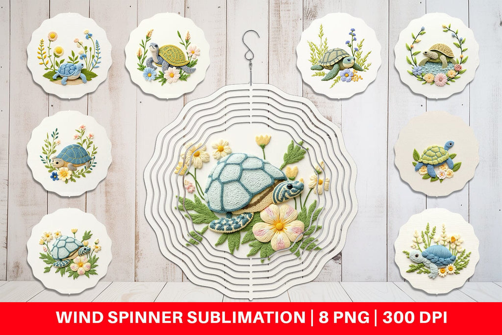 Wind Spinner Turtle Embroidery - So Fontsy