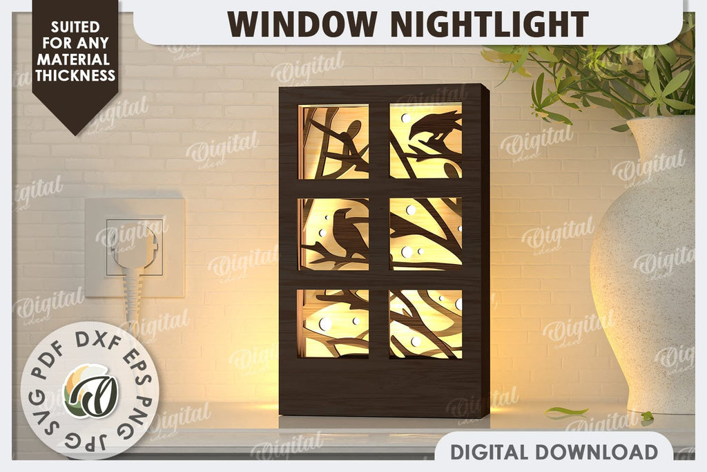 Window Led Nightlight Laser Cut Design. Window Light Box SVG - So Fontsy
