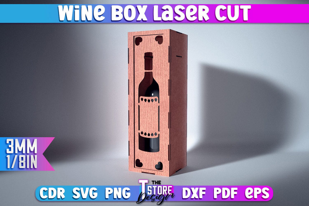 Wine Box Laser Cut | Gift Wine Box Laser Cut Design | CNC Files - So Fontsy