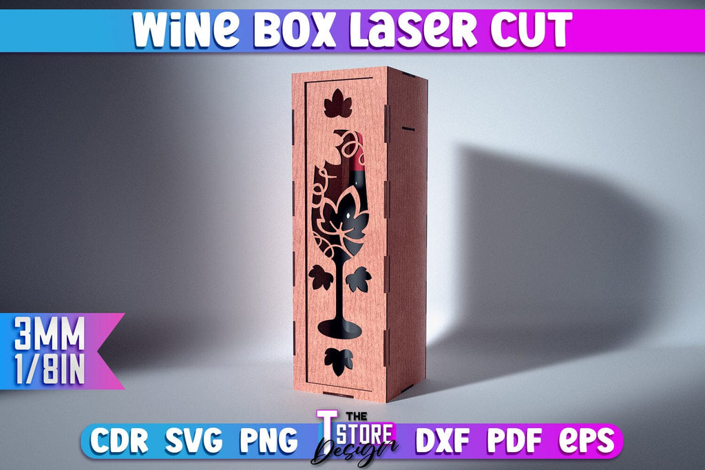 Wine Box Laser Cut | Gift Wine Box Laser Cut Design | CNC Files - So Fontsy