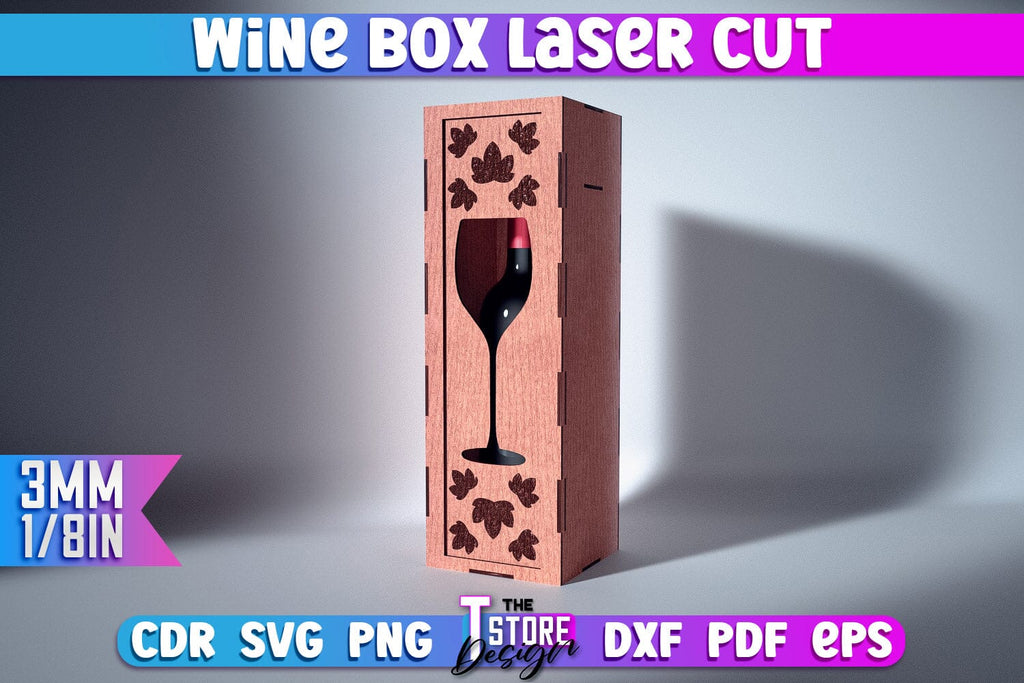 Wine Box Laser Cut | Gift Wine Box Laser Cut Design | CNC Files - So Fontsy