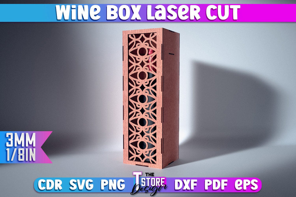 Wine Box Laser Cut | Gift Wine Box Laser Cut Design | CNC Files - So Fontsy