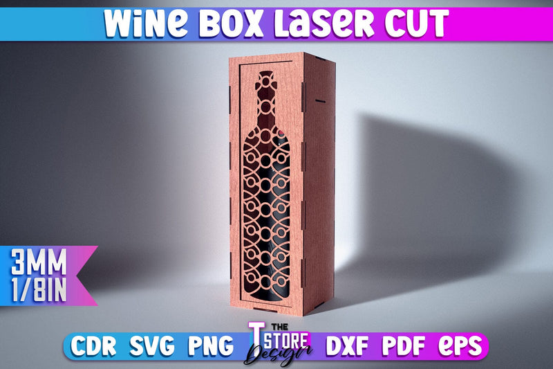 Wine Box Laser Cut | Gift Wine Box Laser Cut Design | CNC Files - So Fontsy
