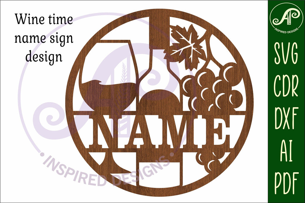 Wine name sign svg laser cut template - So Fontsy