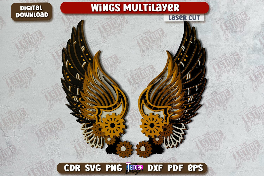Wings Multilayer Laser Cut Bundle | Angel Wings | 3D Layered Wings ...