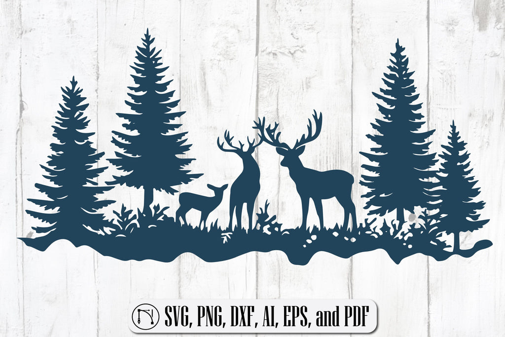 Winter Christmas Scene SVG Cut File - So Fontsy