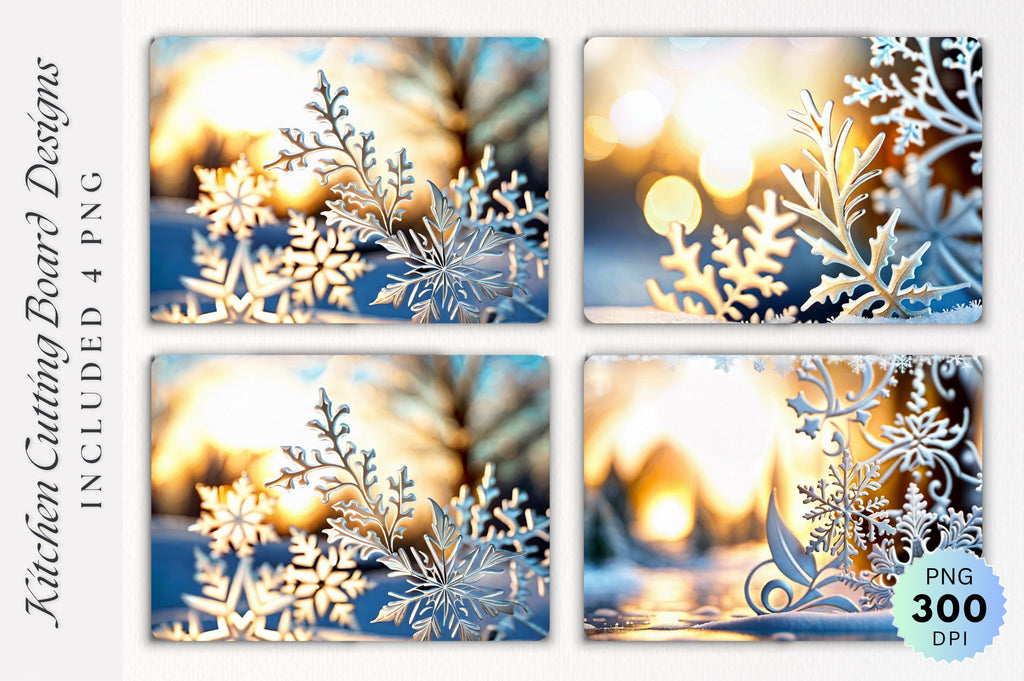 Winter Frost Patterns Cutting Board PNG Design - So Fontsy