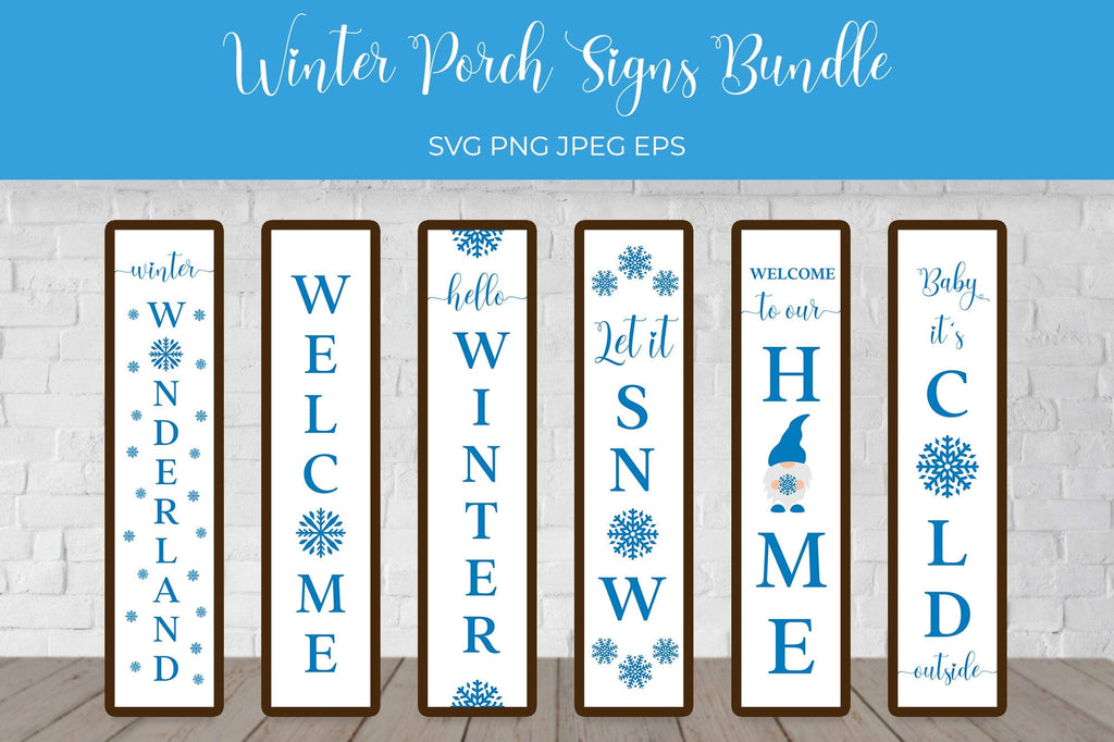 Winter Porch Sign SVG Bundle. Holidays vertical signs - So Fontsy