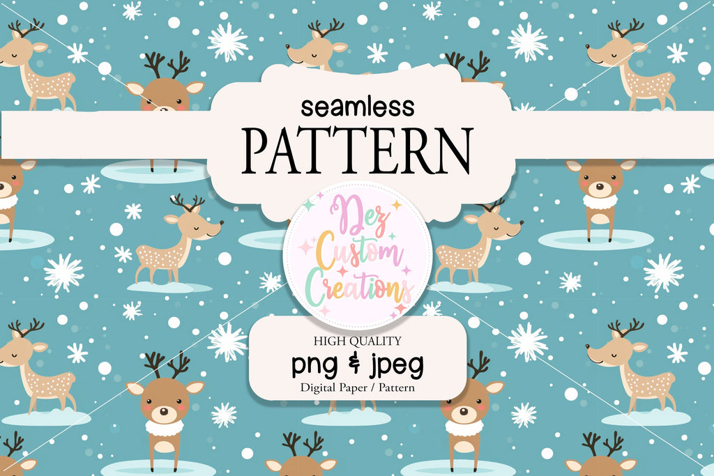 Reindeer Seamless Pattern - So Fontsy