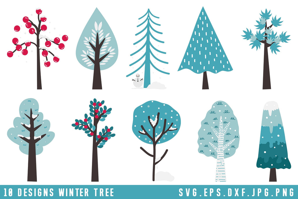 Winter Tree Clipart SVG | Christmas Tree With Snow - So Fontsy