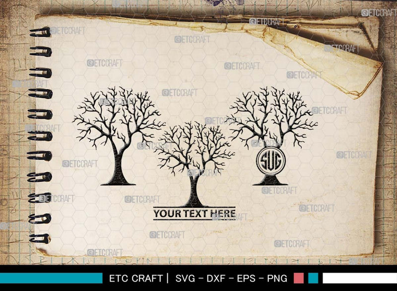 Winter Tree Monogram, Winter Tree Silhouette, Winter Tree SVG, Pine Svg ...