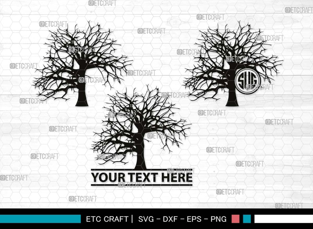 Winter Tree Monogram, Winter Tree Silhouette, Winter Tree SVG, Pine Svg ...