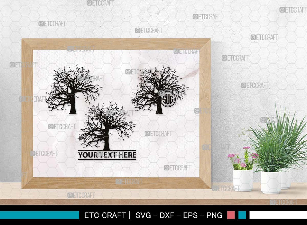 Winter Tree Monogram, Winter Tree Silhouette, Winter Tree SVG, Pine Svg ...