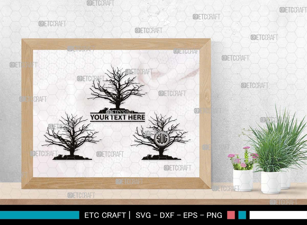 Winter Tree Monogram, Winter Tree Silhouette, Winter Tree SVG, Pine Svg ...