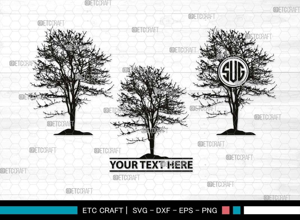 Winter Tree Monogram, Winter Tree Silhouette, Winter Tree SVG, Pine Svg ...