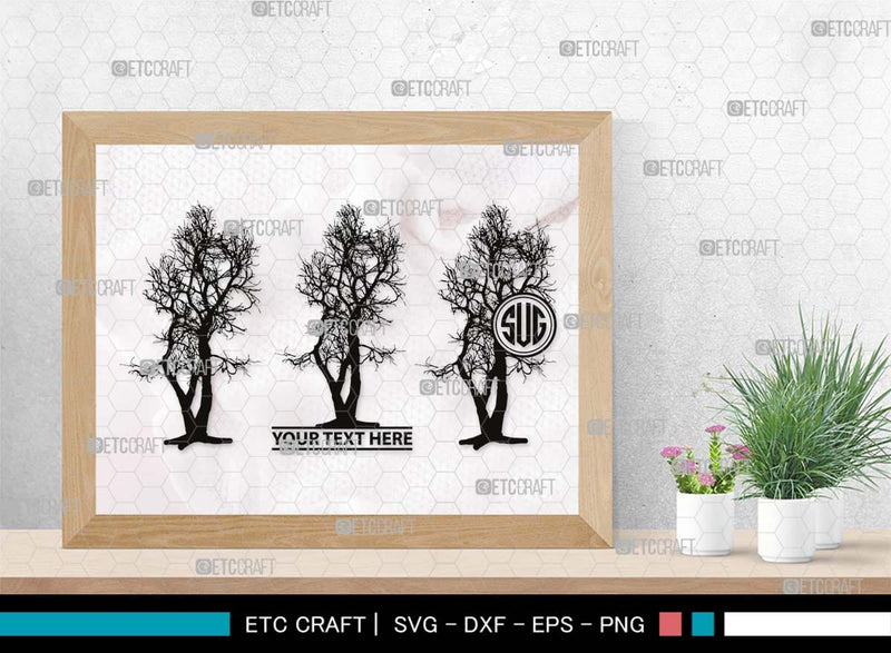 Winter Tree Monogram, Winter Tree Silhouette, Winter Tree SVG, Pine Svg ...
