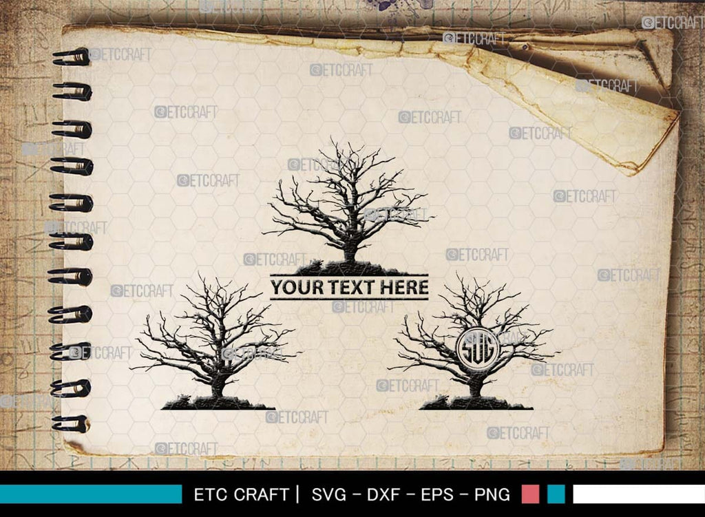 Winter Tree Monogram, Winter Tree Silhouette, Winter Tree SVG, Pine Svg ...