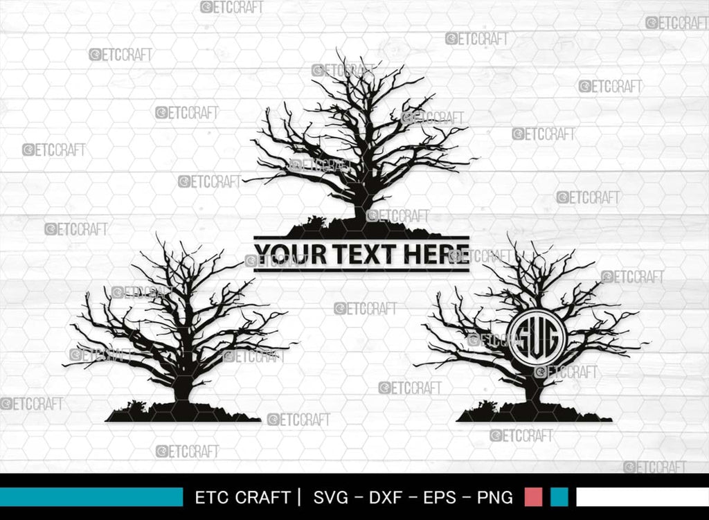 Winter Tree Monogram, Winter Tree Silhouette, Winter Tree SVG, Pine Svg ...