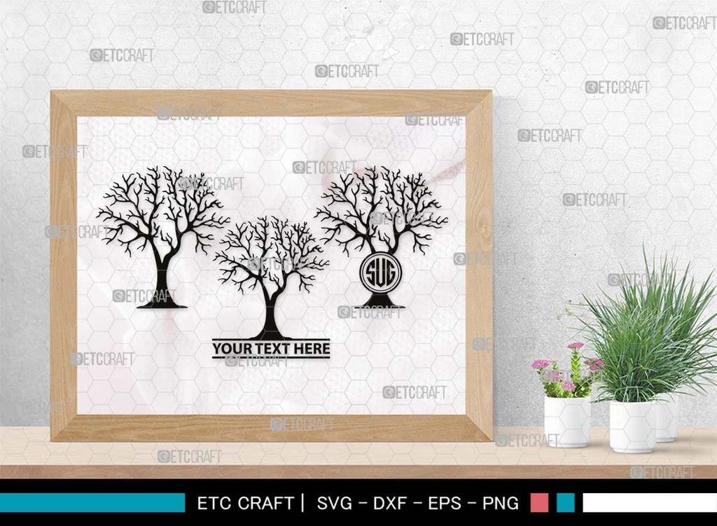 Winter Tree Monogram, Winter Tree Silhouette, Winter Tree SVG, Pine Svg ...