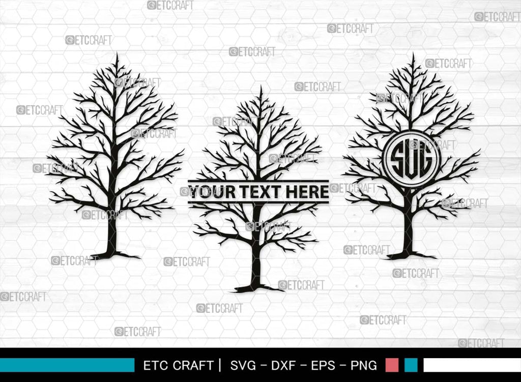 Winter Tree Monogram, Winter Tree Silhouette, Winter Tree SVG, Pine Svg ...